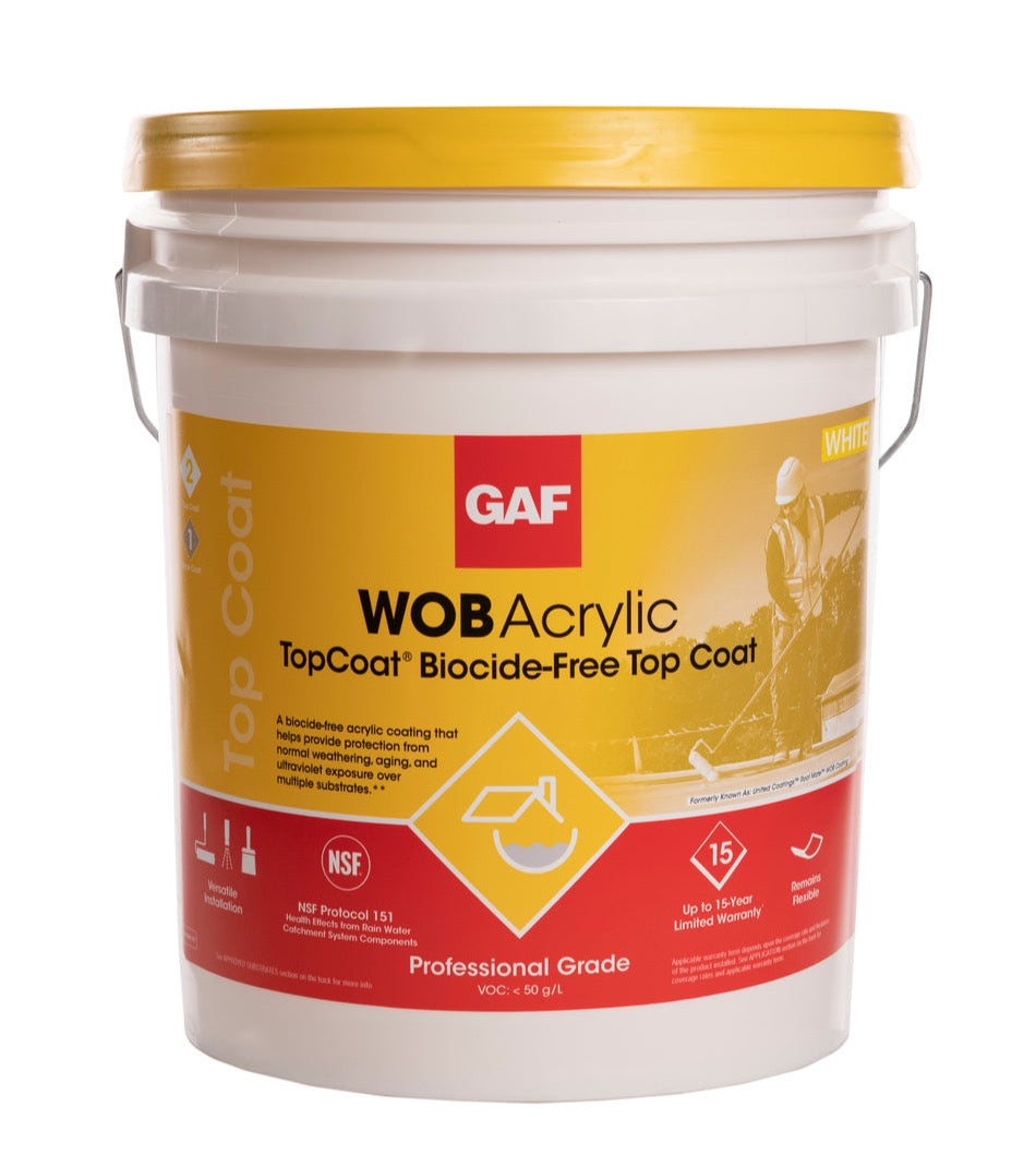 GAF WOB Acrylic TopCoat® (Biocide-Free) 5-GAL — Atlantic Green Supply